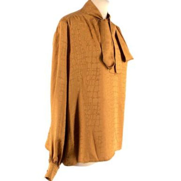 Anine Bing Gold Silk Tie Blouse For Sale at 1stDibs