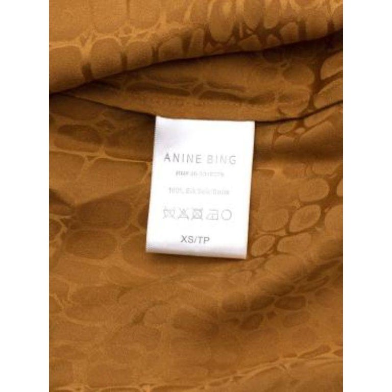 Anine Bing Gold Silk Tie Blouse For Sale at 1stDibs