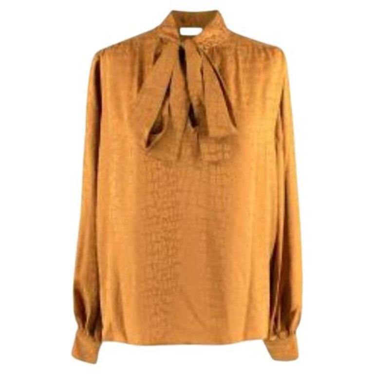 Anine Bing Gold Silk Tie Blouse For Sale at 1stDibs