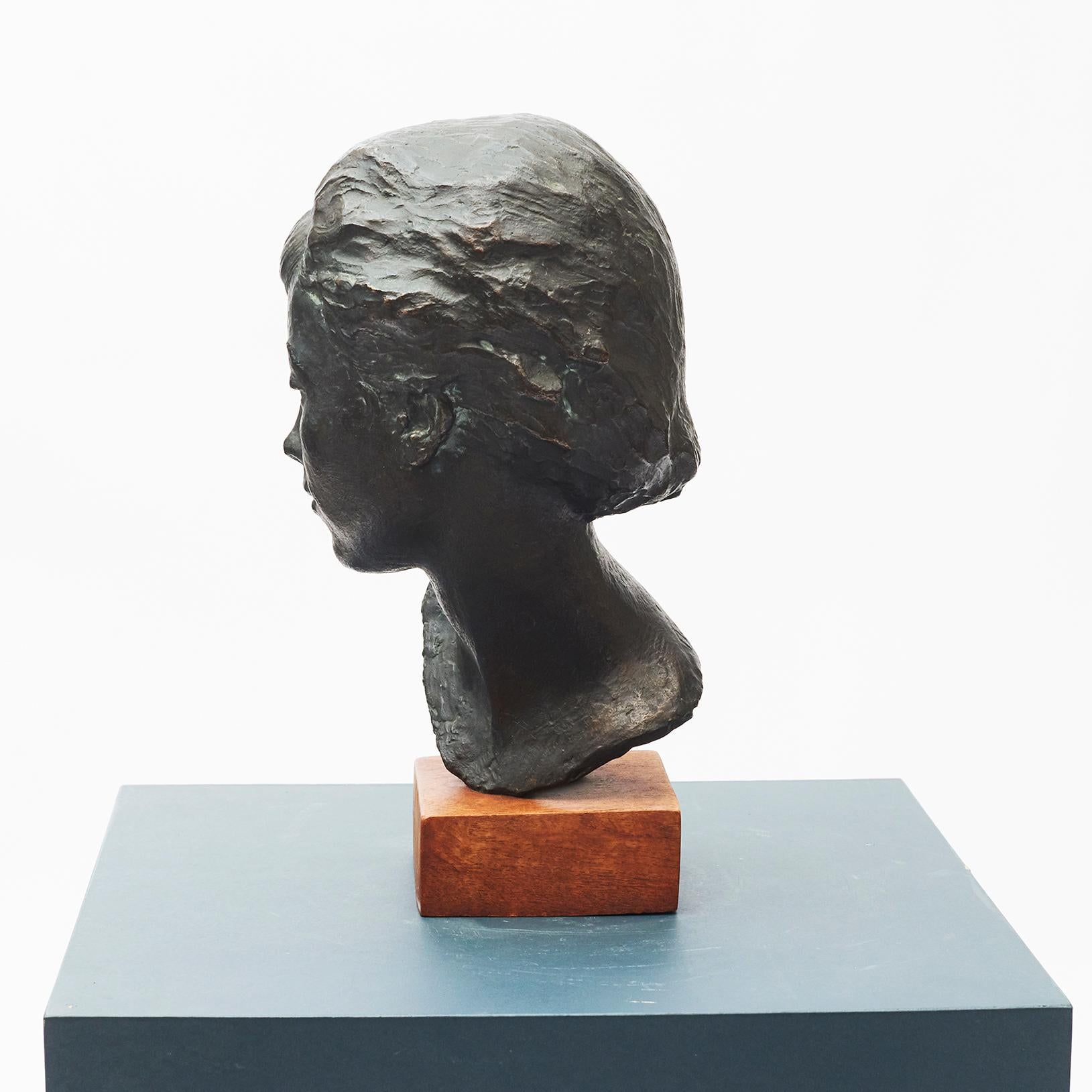Anker Hoffmann Bronze Bust of Young Girl, Denmark, 1963 at 1stDibs