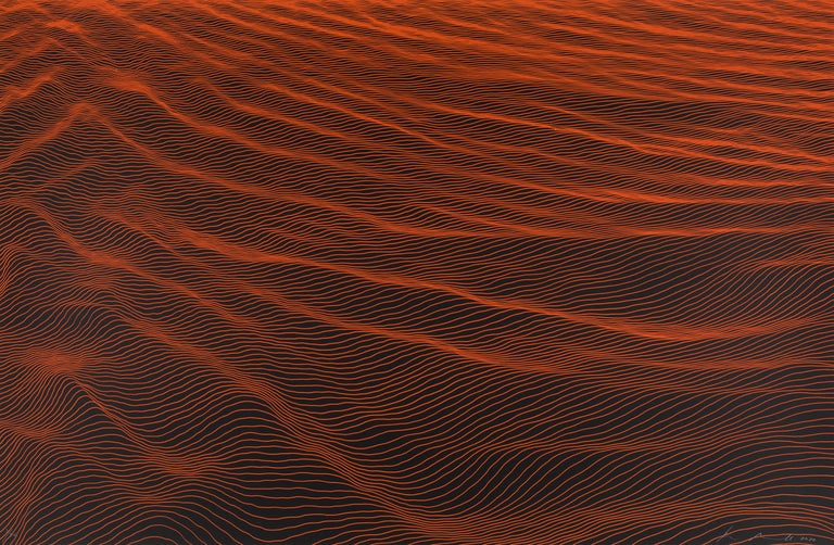 Ann Aspinwall - Crepe de Chine IV, contemporary abstract red, linear ...