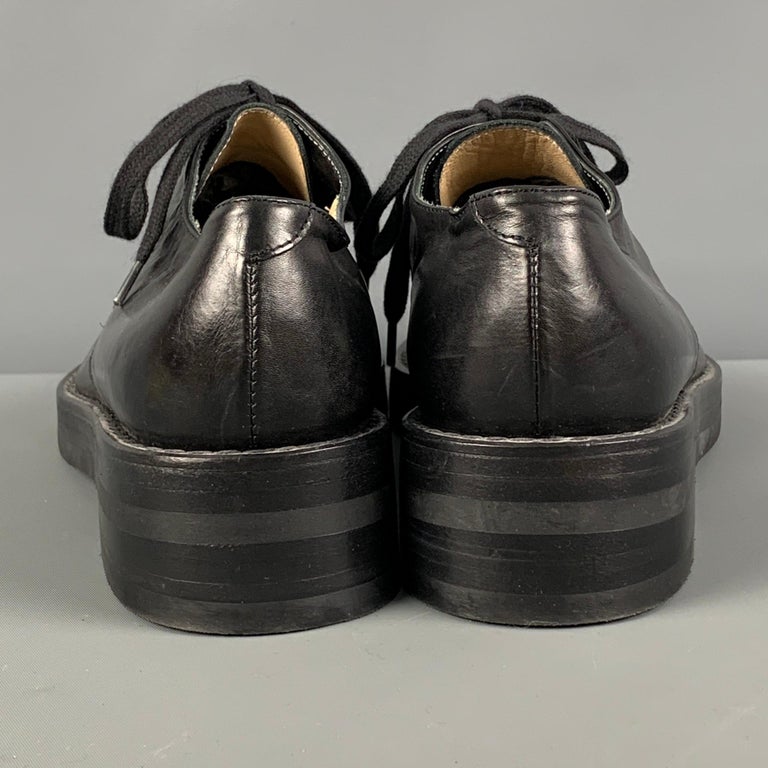 ANN DEMEULEMEESTER Size 7.5 Black Leather Platform Lace Up Shoes For ...