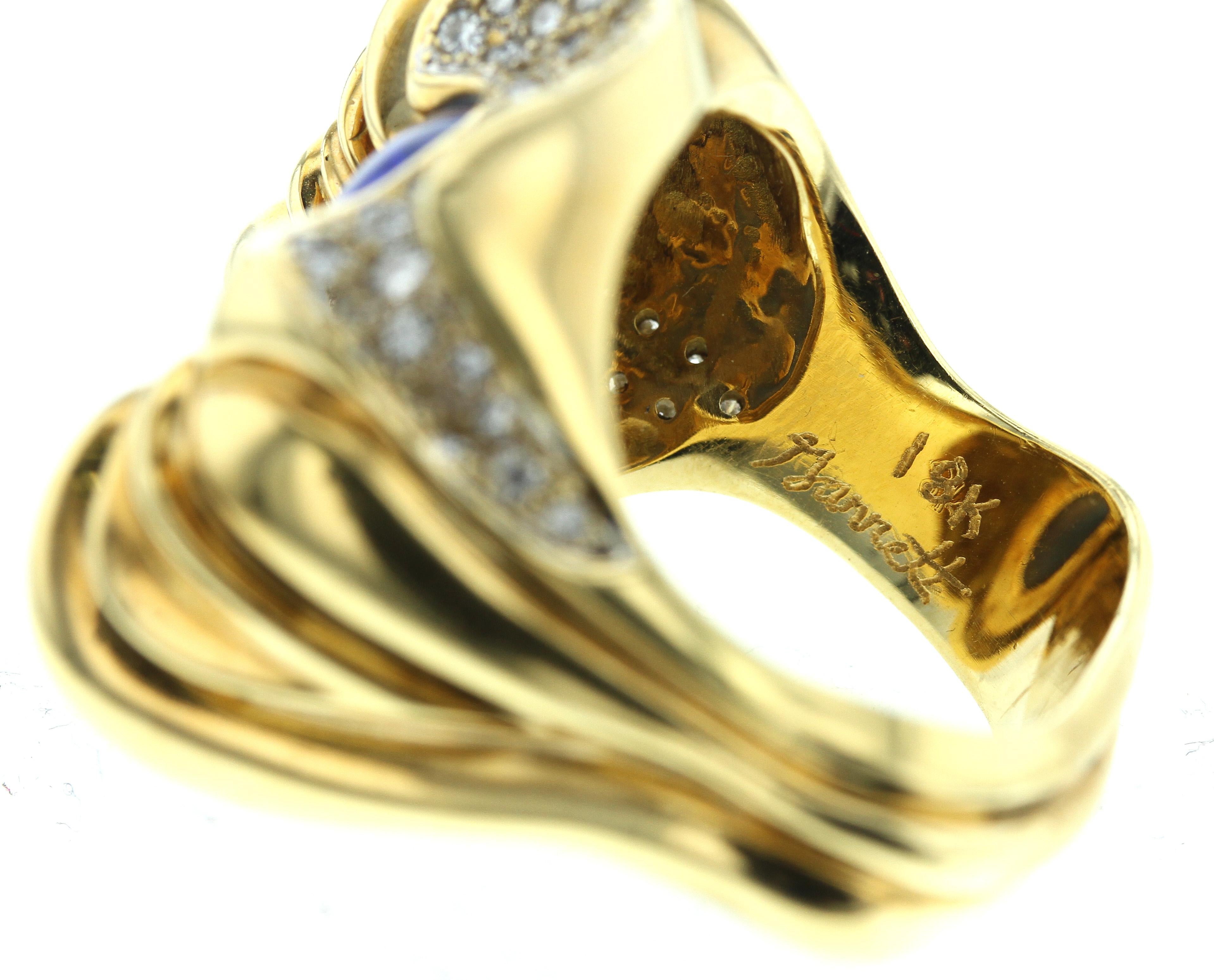 Ann Garrett Opal, Diamond, and 18 Karat Yellow Gold Ring at 1stDibs ...