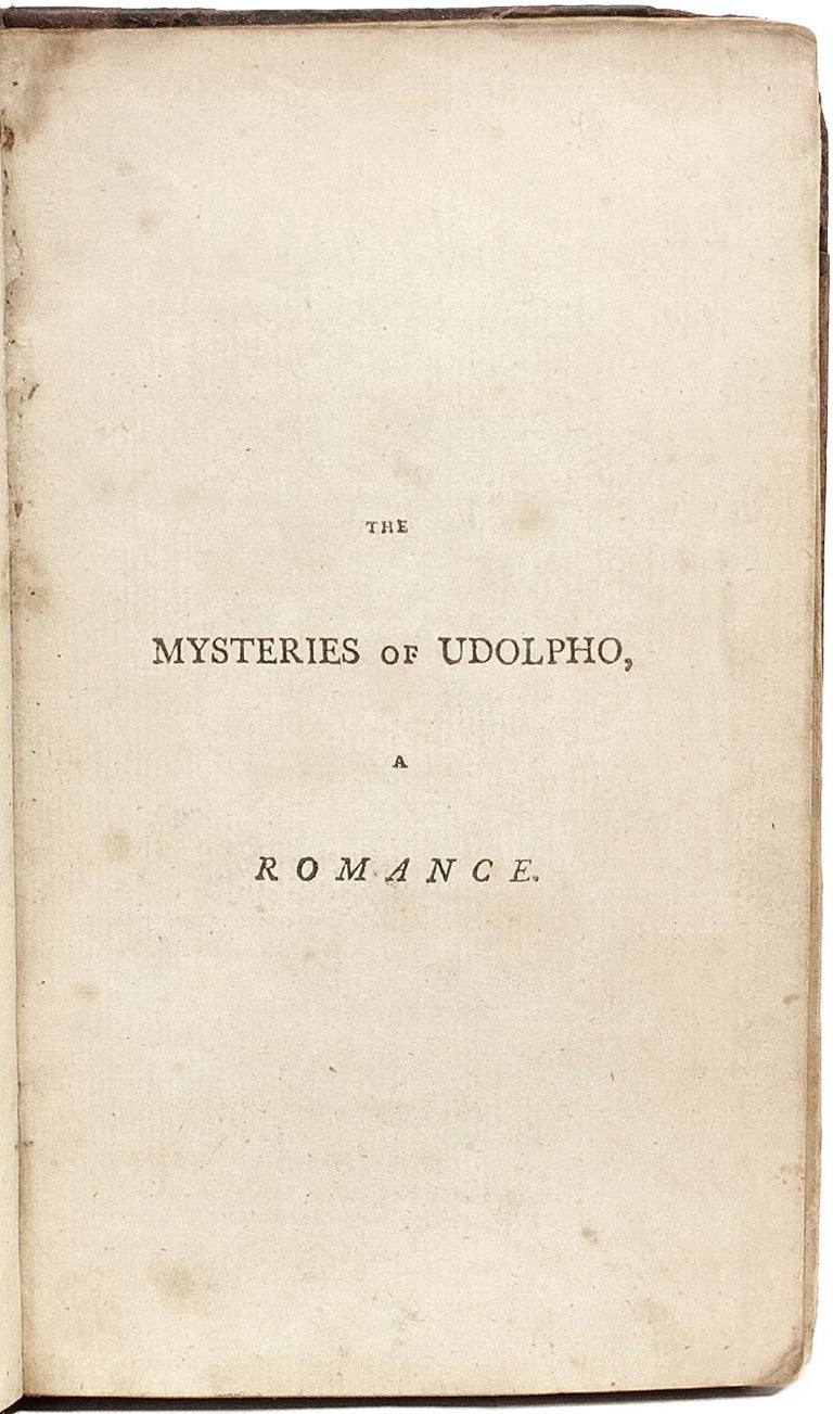 Ann Radcliffe, The Mysteries of Udolpho, 4 Vols. First Edition 1794 ...