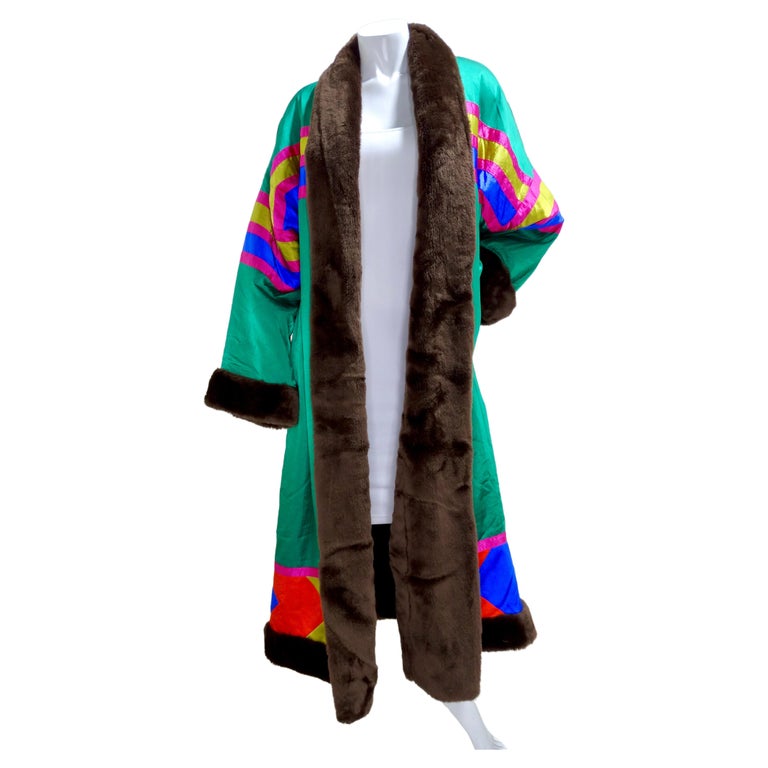 Ann Tjian for Kenar Reversible Color Block Oversized Coat For Sale at ...