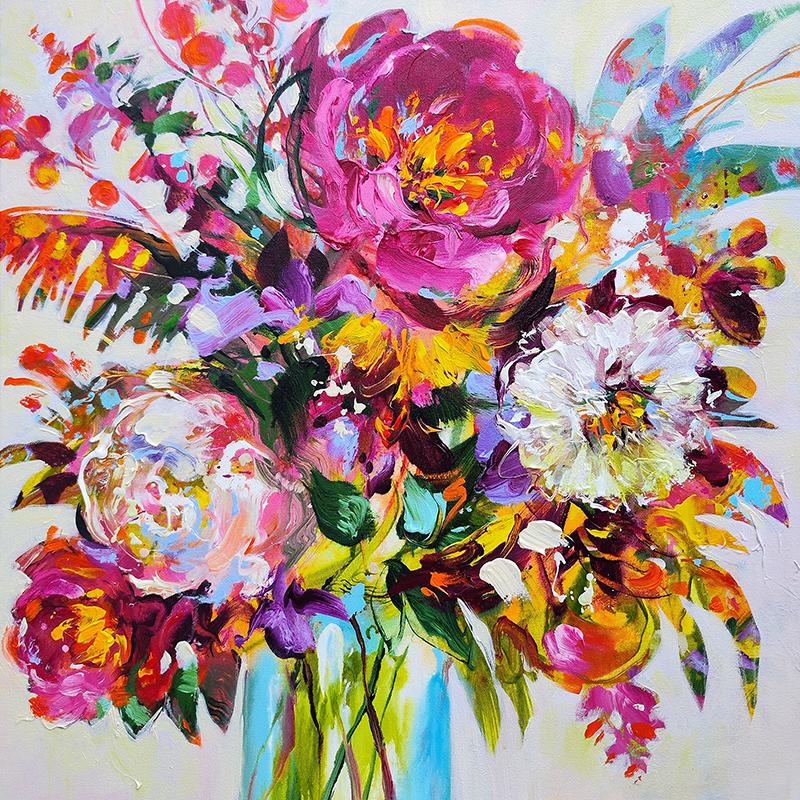 Anna Cher - Bloom of Happiness- original abstract impressionism acrylic ...
