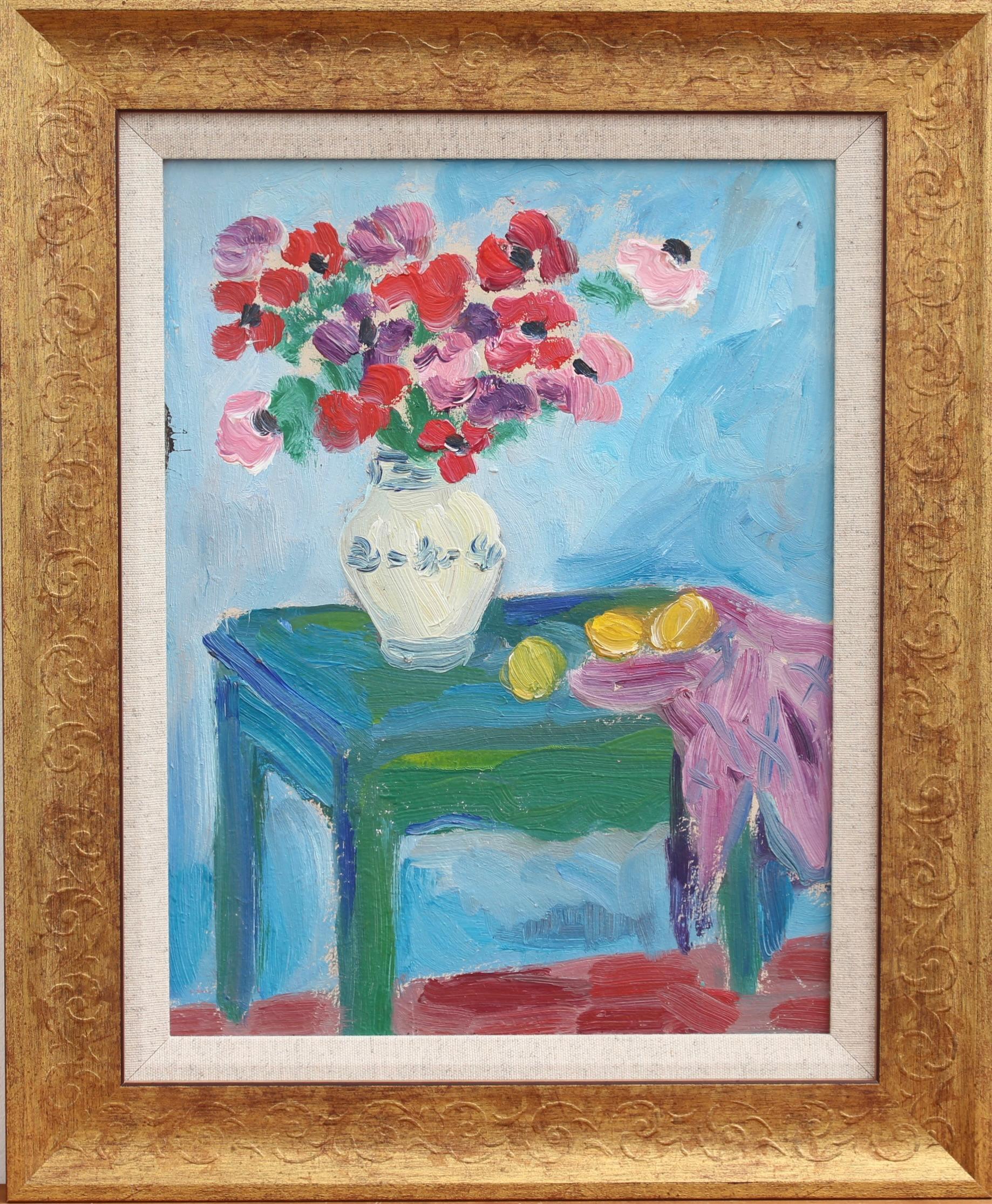 Anna Costa - Still Life with Flowers and Lemons For Sale at 1stDibs