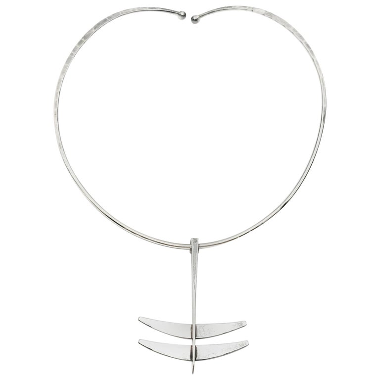 Vintage Erling Christoffersen Sterling Silver Anchor Pendant and Collar ...