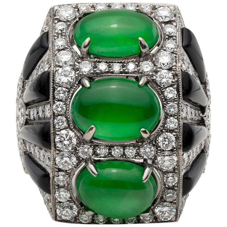Anna Hu Jade, Onyx and Diamond Ring at 1stDibs | jade hu taiwan