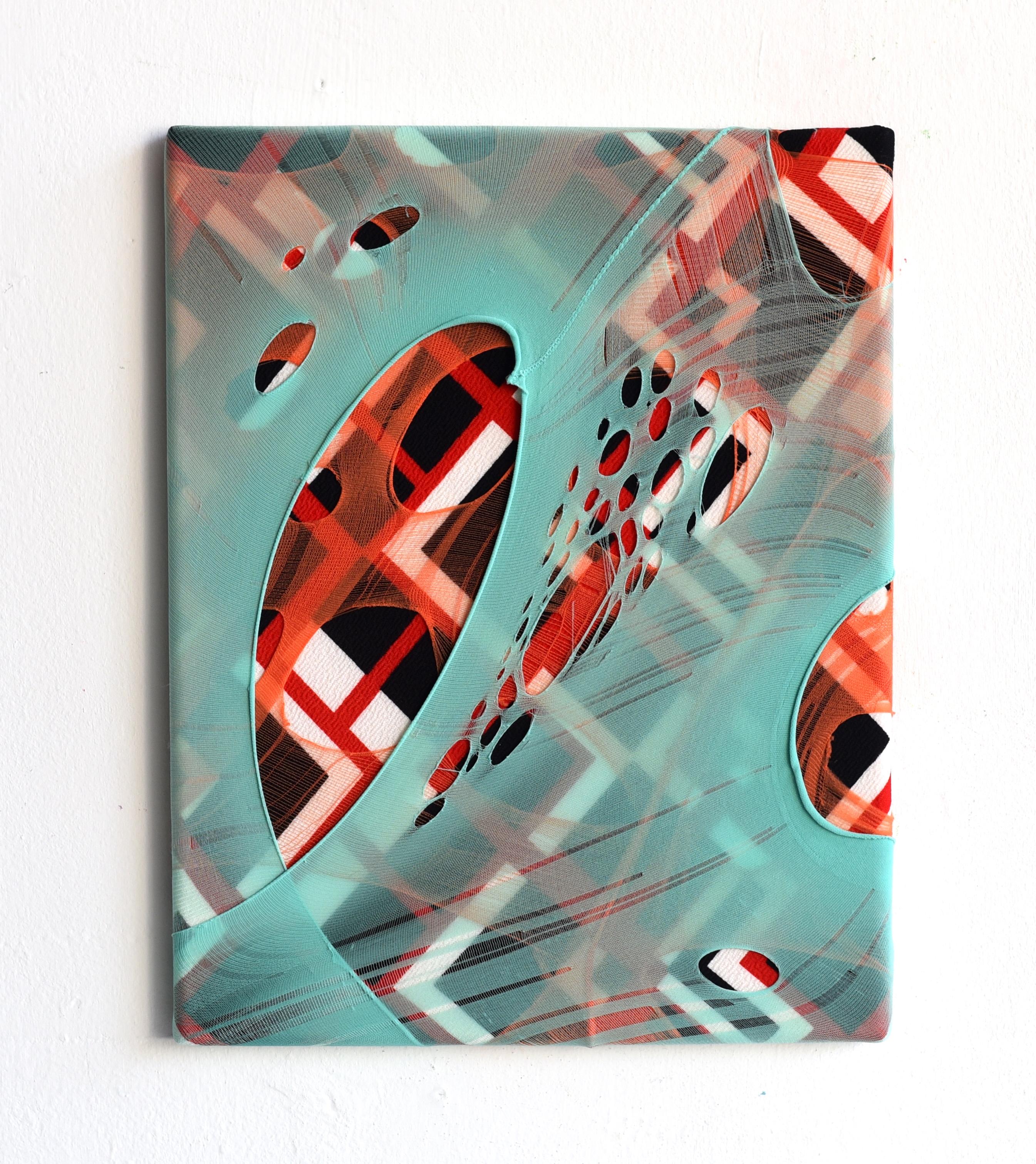 Anna-Lena Sauer - Nylon Painting 14 (textile art, green, abstract ...
