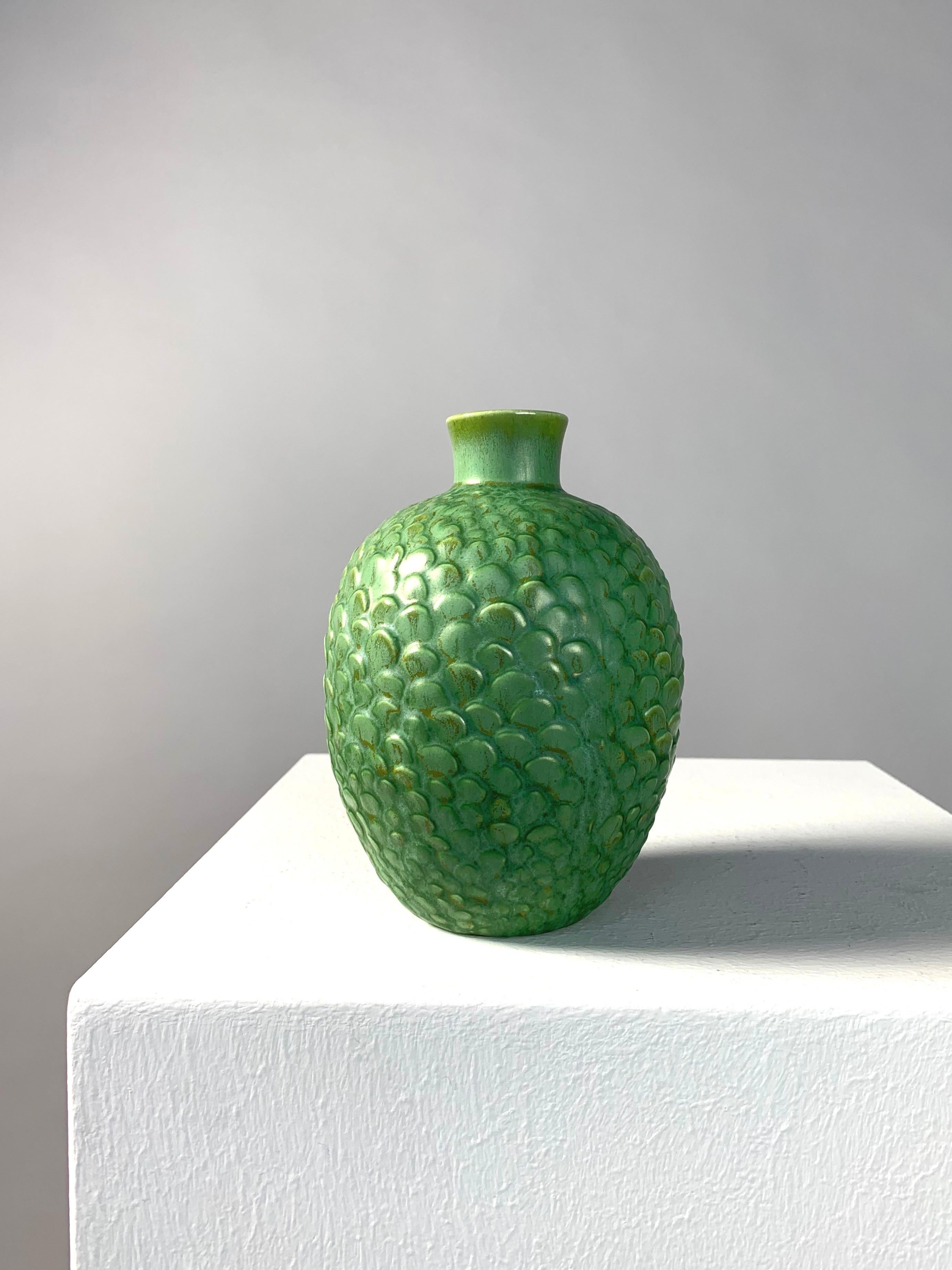 Anna Lisa Thomson Relief Stoneware Vase Reptile Gefle Sweden 1930s Art ...