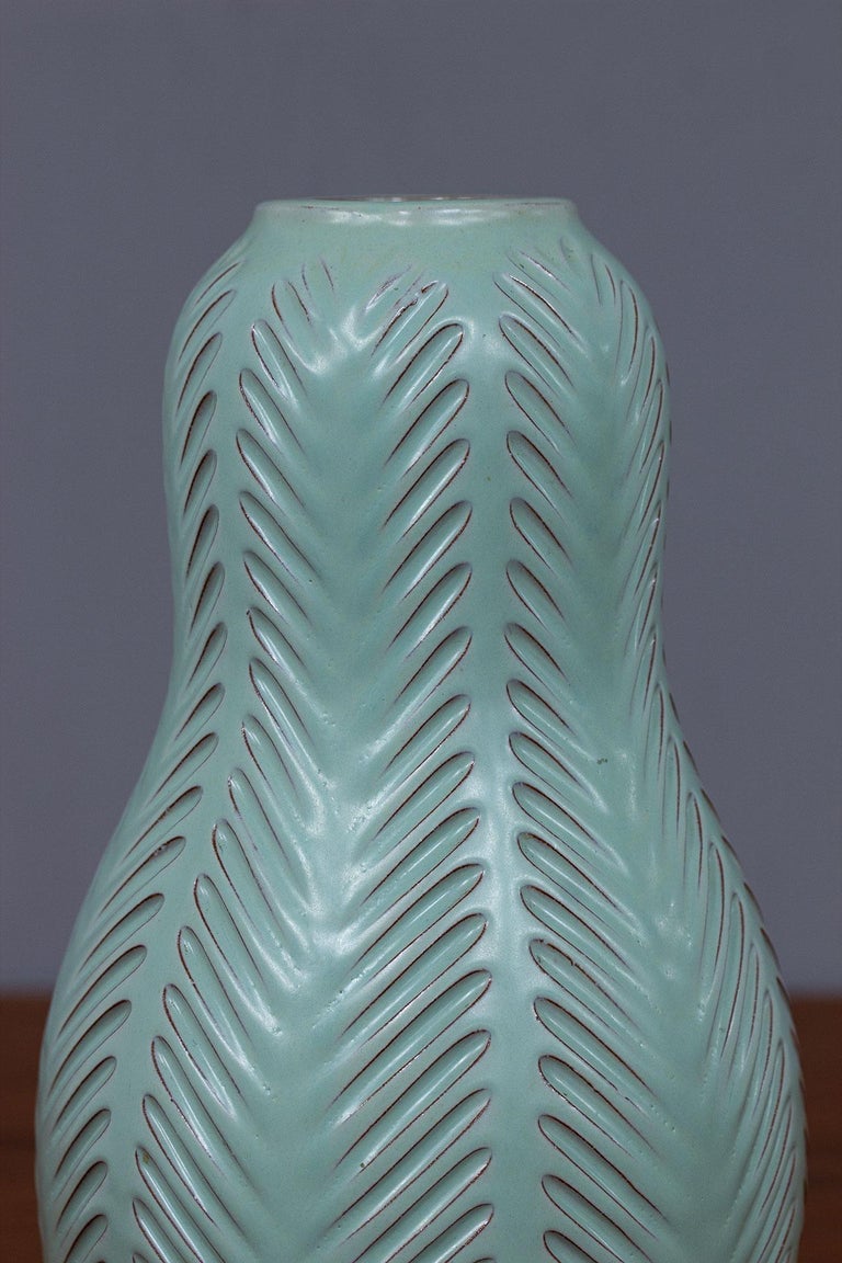 Anna-Lisa Thomson Vase Celadon Glazed Incised Ceramic, Upsala-Ekeby ...