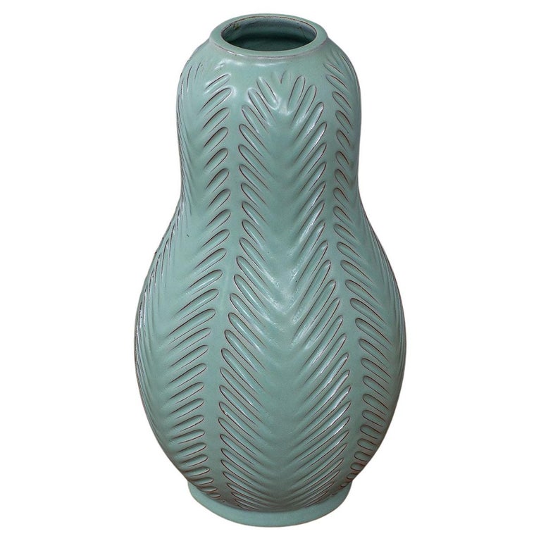 Anna-Lisa Thomson Vase Celadon Glazed Incised Ceramic, Upsala-Ekeby ...