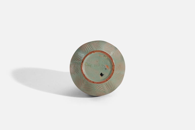 Anna-Lisa Thomson, Vase, Green-Glazed Earthenware, Upsala-Ekeby, Sweden, 1940s For Sale at 1stDibs
