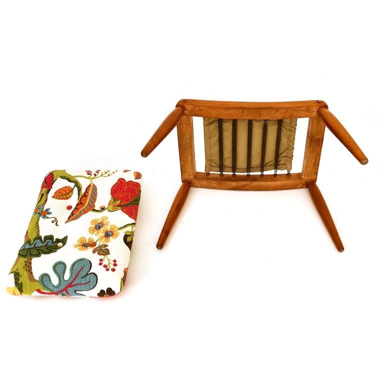 Anna Lülja Praun Stool Cherry Wood Flower Fabric Cushion For Sale at ...