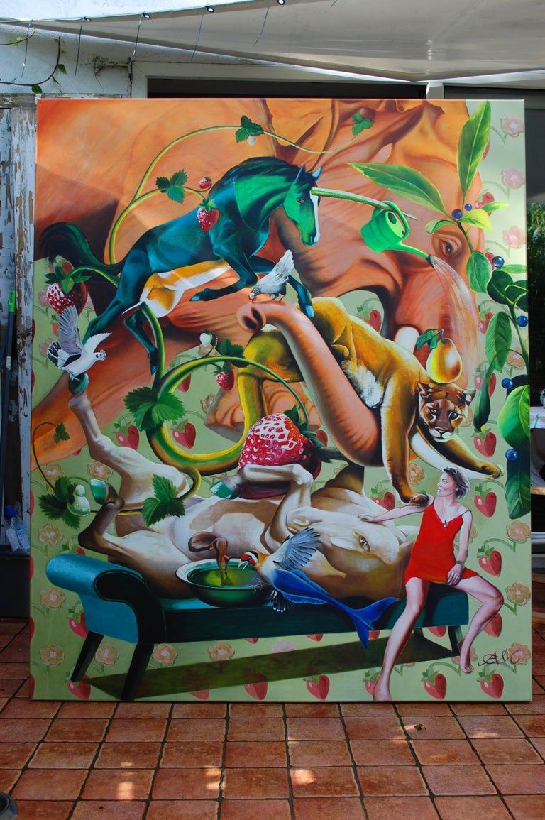 Anna Malinowska - Strawberry Fields - Contemporary Joyfull and Colorful Large Format Painting ...