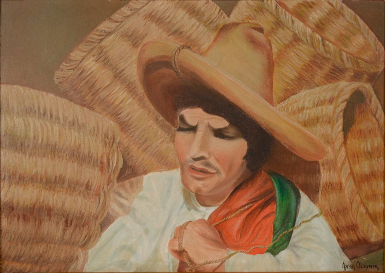 Anna Oleynik - Basket Weaver with his Baskets for the Market 1950s figurative oil For Sale at ...