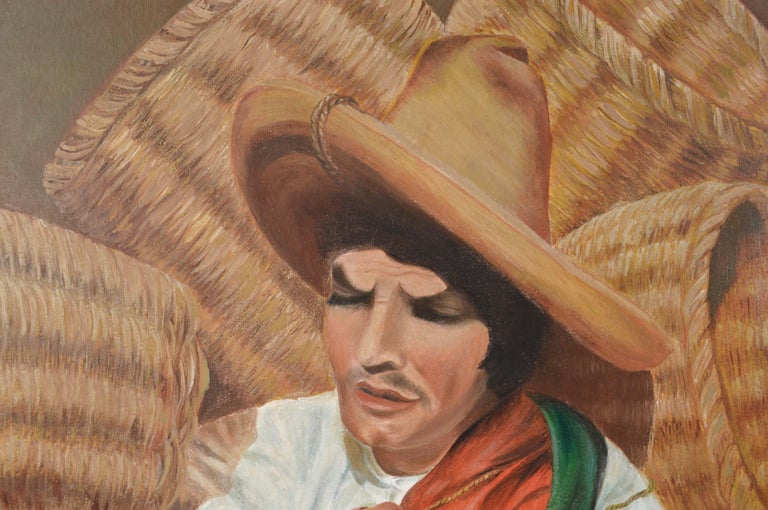 Anna Oleynik - Basket Weaver with his Baskets for the Market 1950s figurative oil For Sale at ...