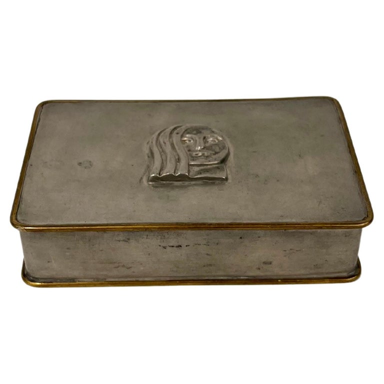 Anna Petrus Firma Svenskt Tenn Pewter Box Womens Face For Sale at 1stDibs