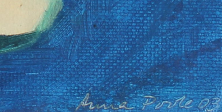 Anna Poole - Abstracted Figure in Blue and Green with Bold Shapes, Oil ...
