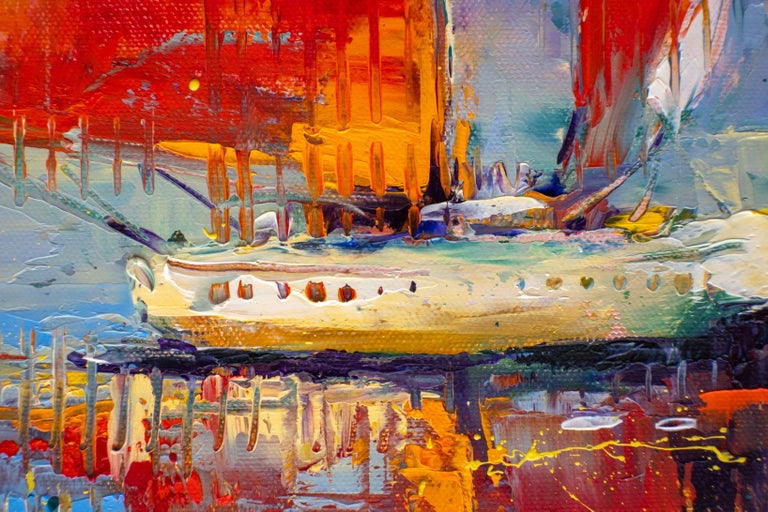 Anna Ravliuc-Bloomfield - Gliding on waves, Painting, Oil on Canvas For ...
