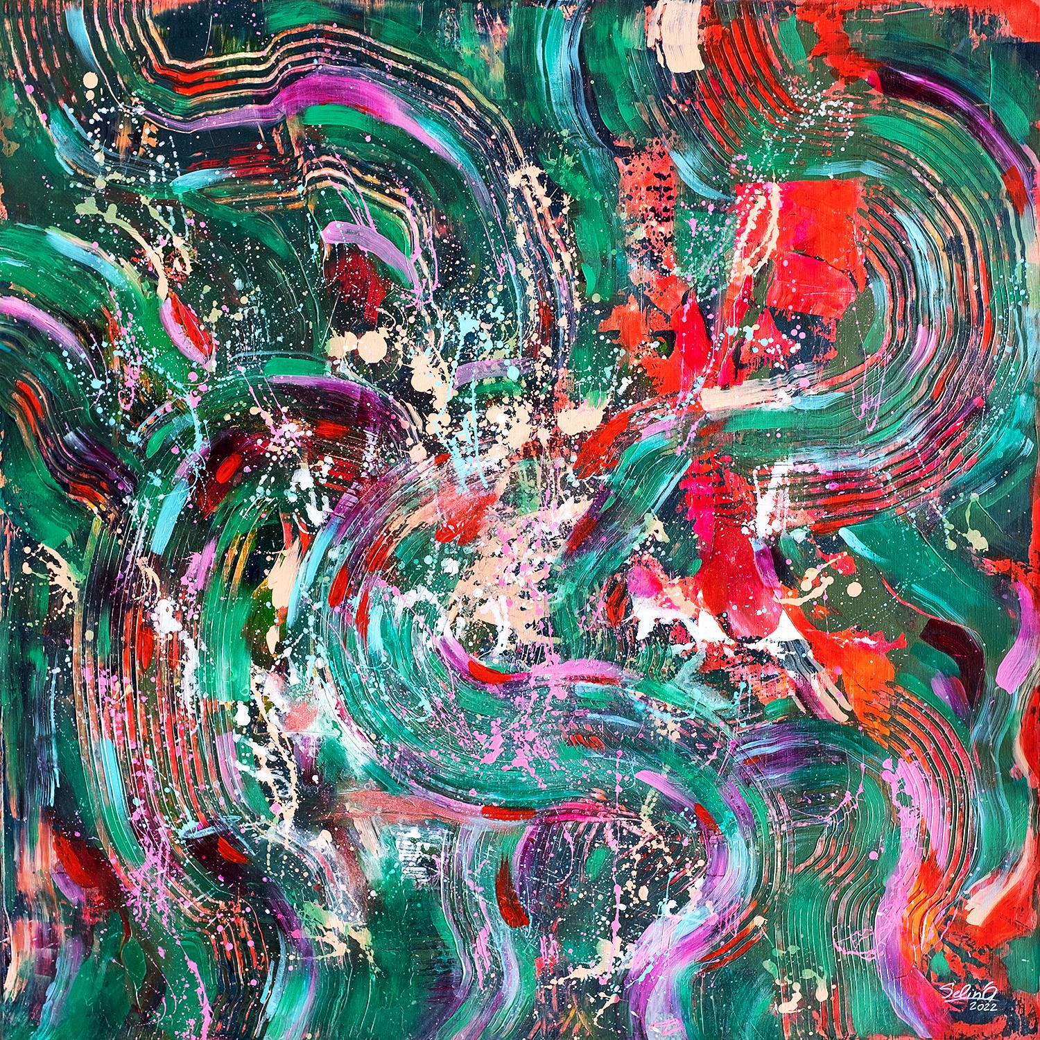 Anna Selina - Inner Power. Contemporary Colorful Abstract Painting 100x100cm by Anna Selina For ...