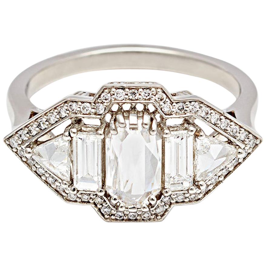 2.67 Carat Emerald Cut Art Deco Engagement Ring at 1stDibs