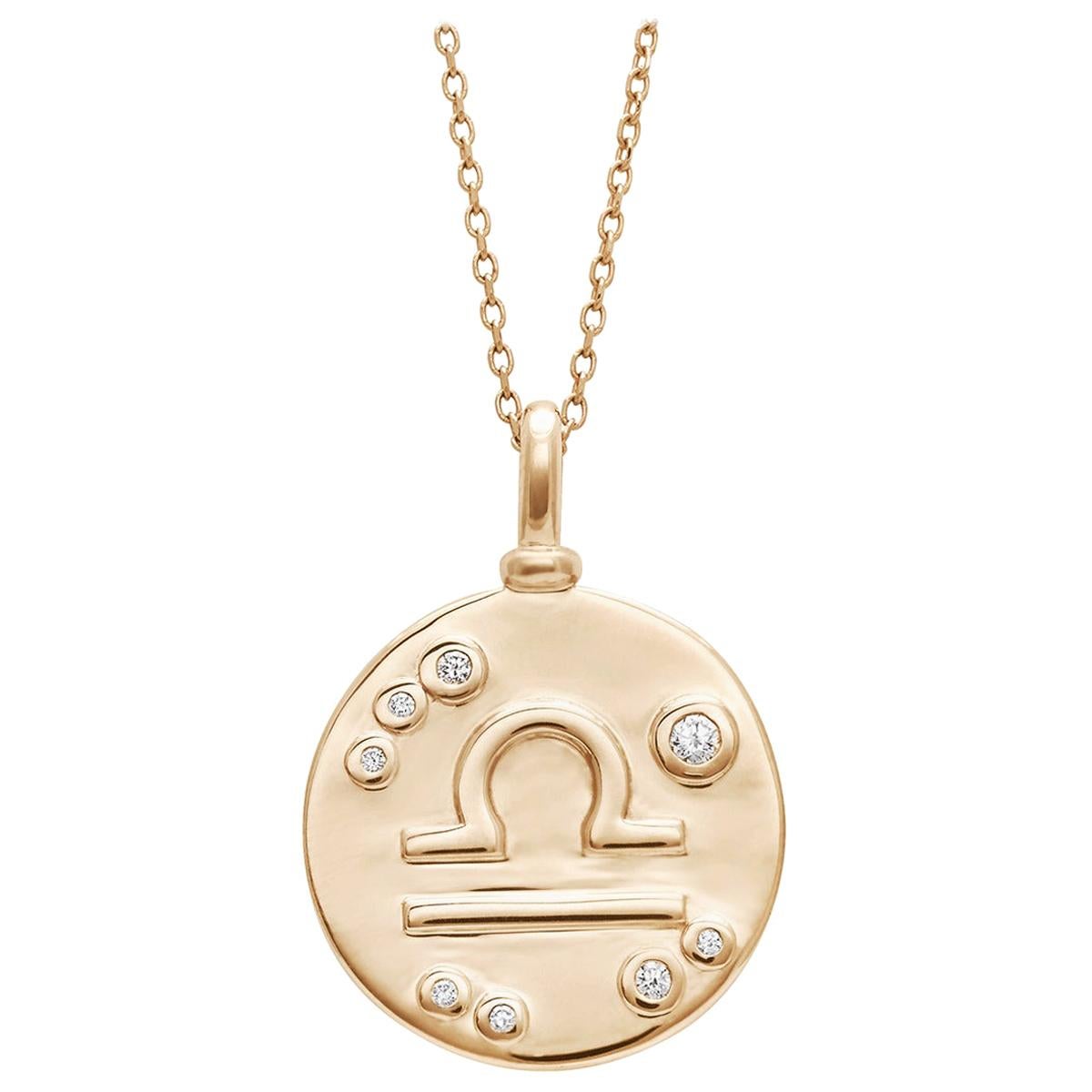 Anna Sheffield 14 Karat Gold and White Diamond Libra Constellation ...
