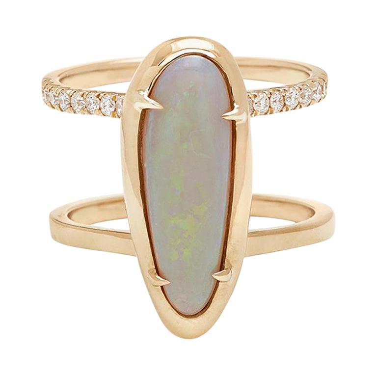 Anna Sheffield 14 Karat Yellow Gold, Opal and White Diamond Attelage ...