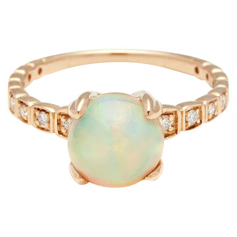 Anna Sheffield 14k Gold 1.53 Carat Opal and Diamond Tapered Wheat ...