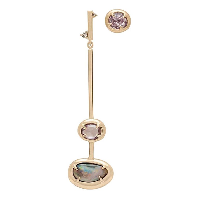 Anna Sheffield 14k Gold Opal, Sapphire and White Diamond Double Amulet ...