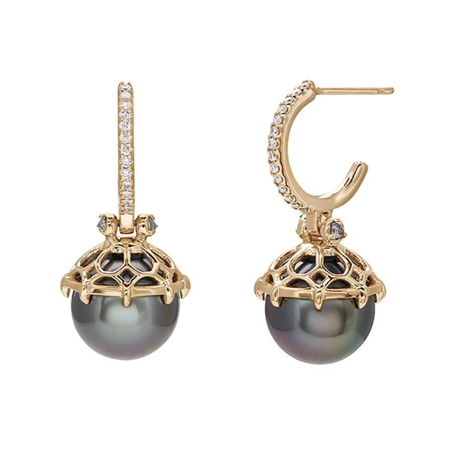 Anna Sheffield 14k Yellow Gold, Pearl and Grey Diamond Emma Lace Cap ...