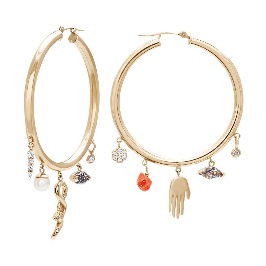 Anna Sheffield 14k Gold Opal, Sapphire and White Diamond Double Amulet ...