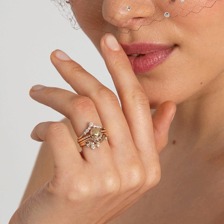 Anna Sheffield 14k White Gold and White Diamond Celestine Nesting Band ...