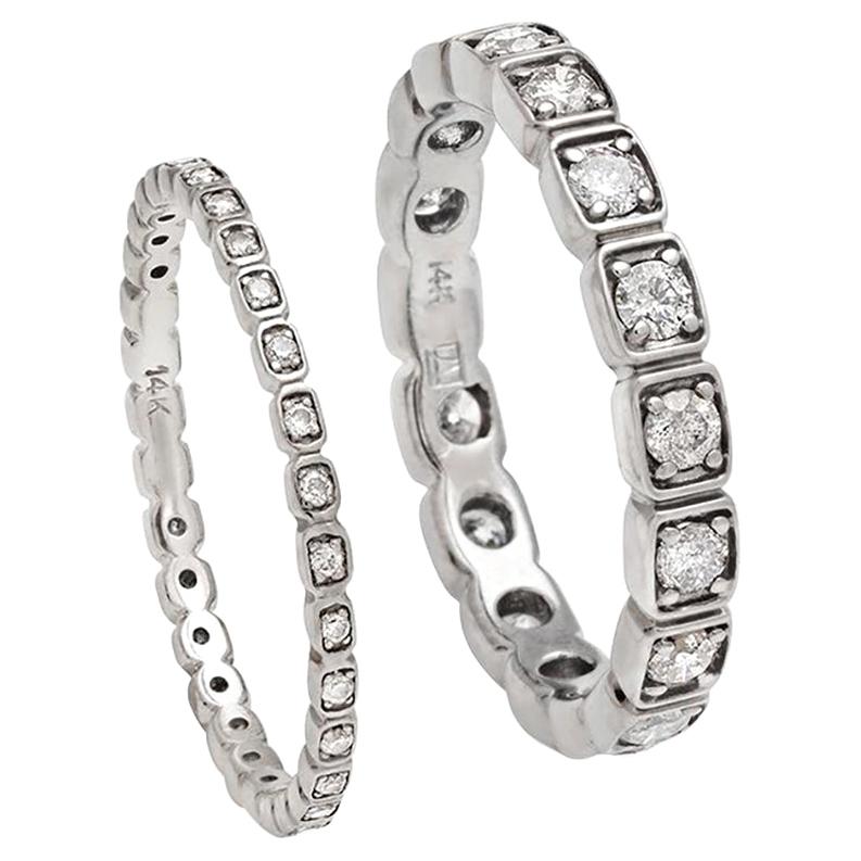 Anna Sheffield 14k White Gold and White Diamond Celestine Nesting Band ...