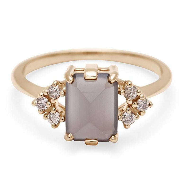 Anna Sheffield 14k Yellow Gold Grey Moonstone, Champagne Diamond Bea ...