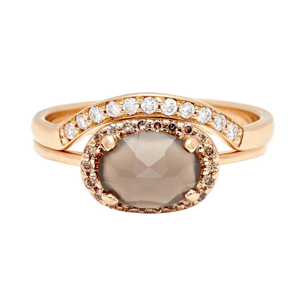 Anna Sheffield 14 Karat Yellow Gold, Turquoise and Grey Diamond Luna ...