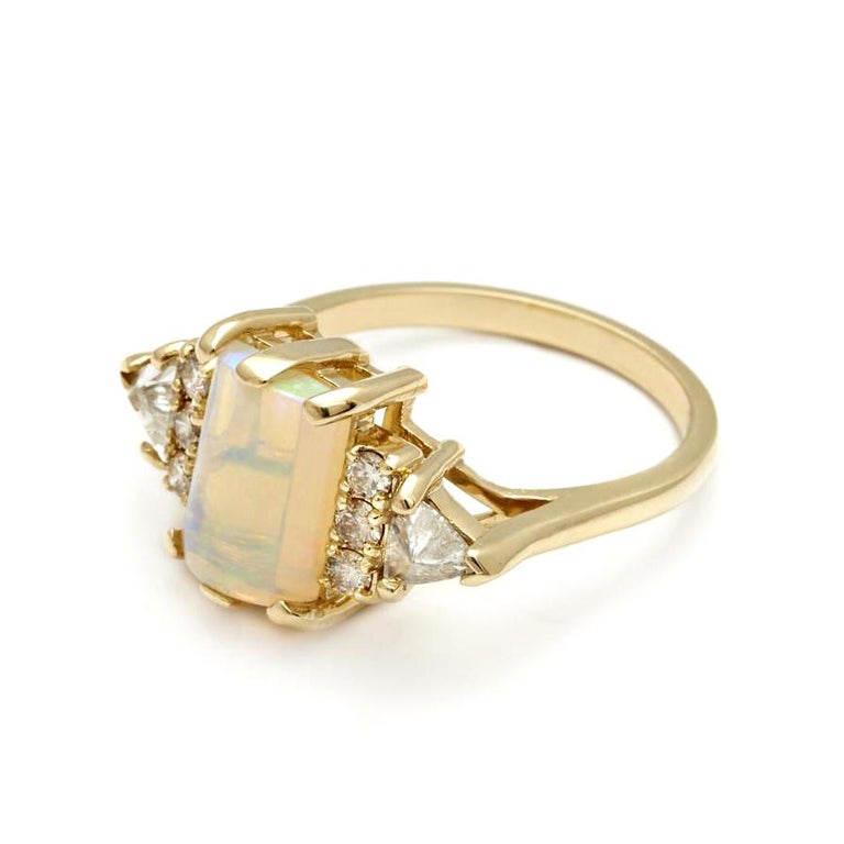Anna Sheffield 14k Yellow Gold, Opal Cabochon and Diamond Stardust Bea ...