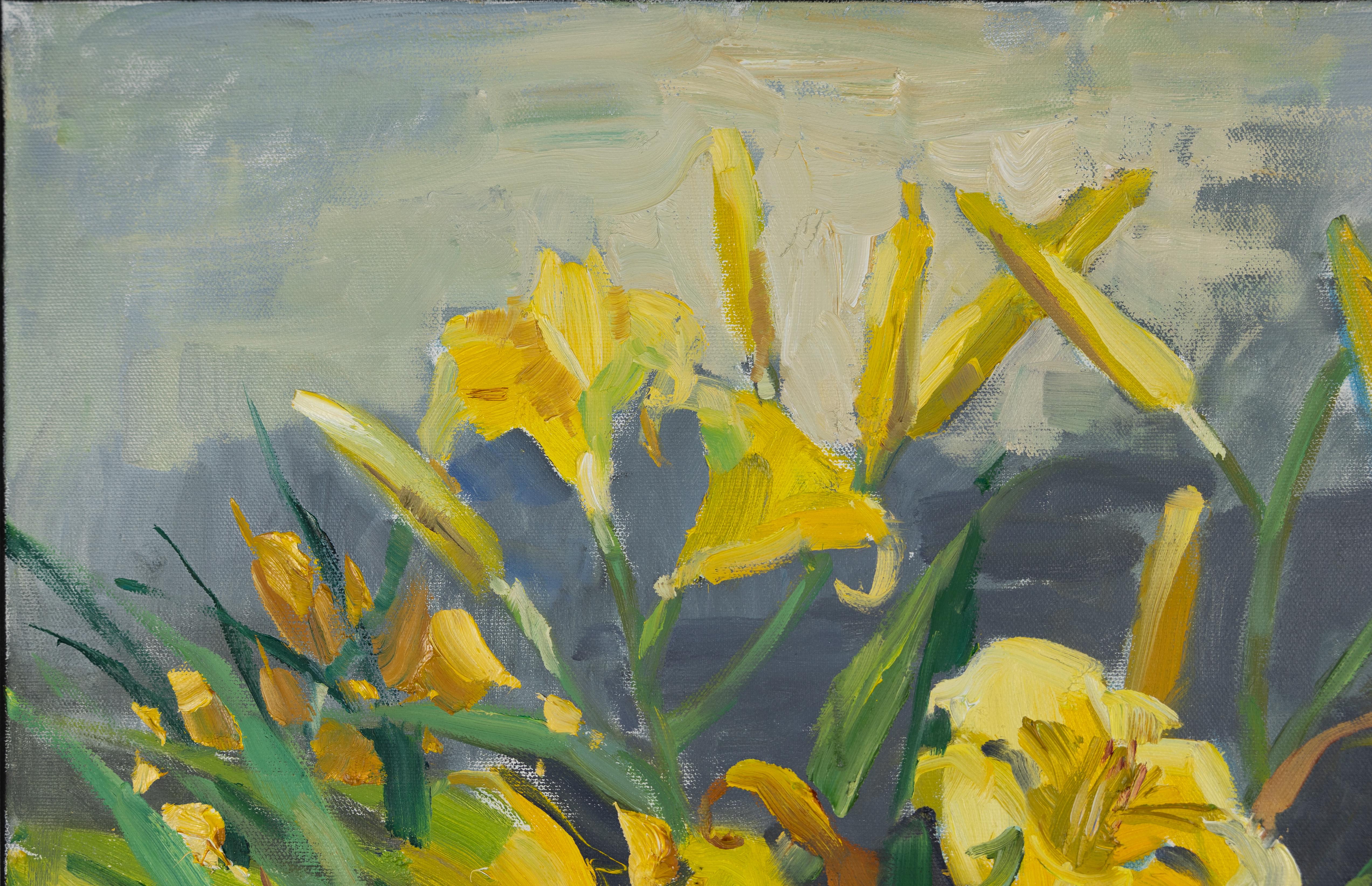 Anna Shesterikova - Yellow Lilies. Horizontal, impressionism, landscape ...