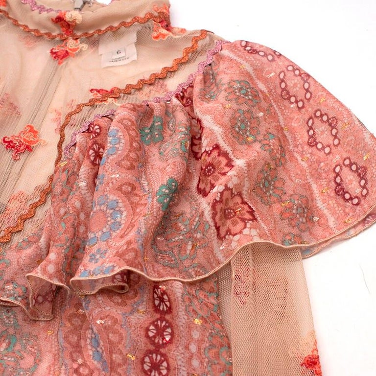 Anna Sui Tulle and Chiffon Ruffle Blouse US 6 at 1stDibs
