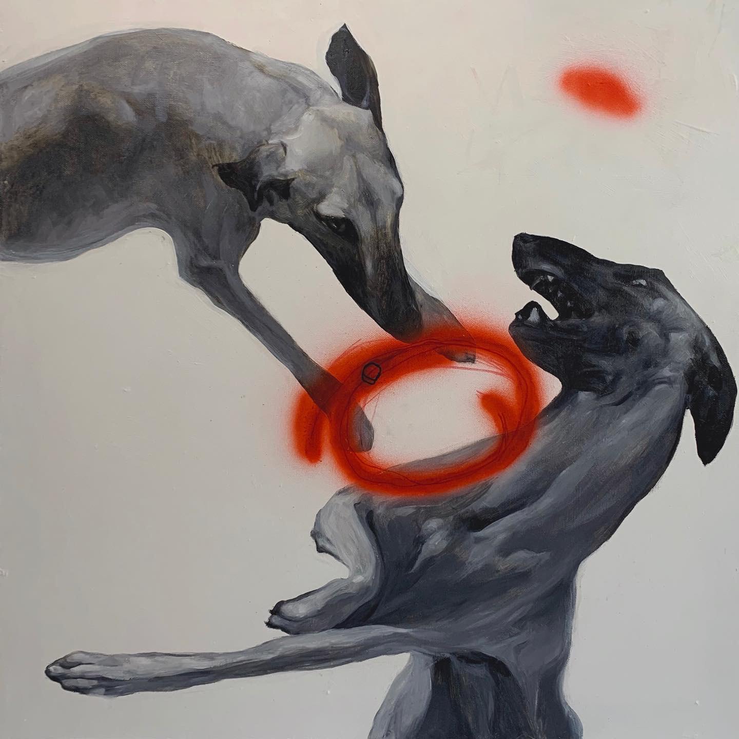 Anna Veriki - CONTEMPORARY ABSTRACT Animals Dark Red Ukranian Artist ...