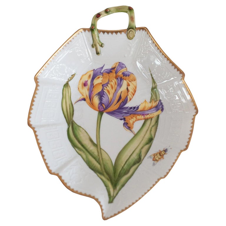 Anna Weatherley Designs Hand-Painted Leaf-Shaped Tray with Handle For ...