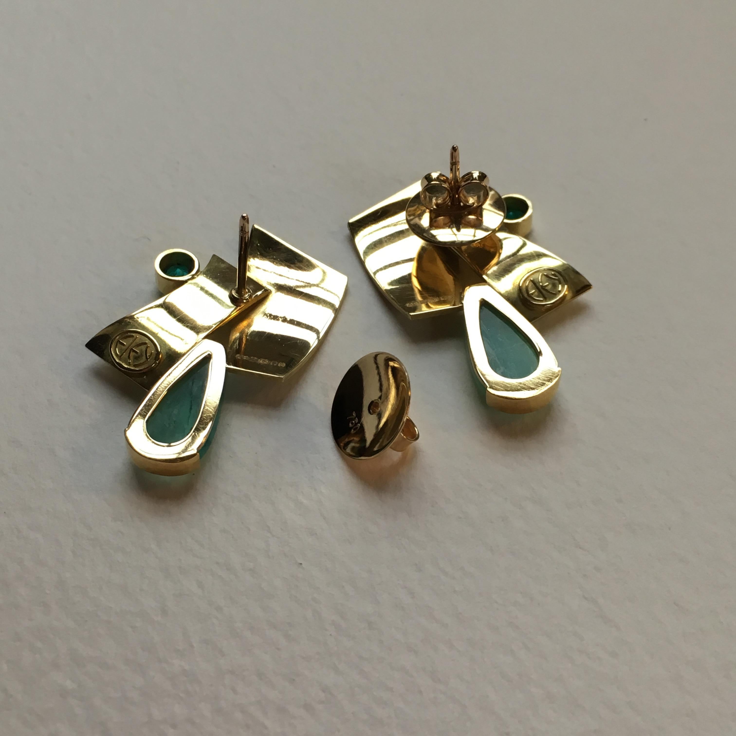 Annabel Eley 18 Karat Gold Earrings with Paraiba Tourmalines and ...