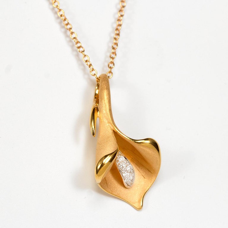 Annamaria Cammilli "Calla" Pendant Necklace with Diamonds in 18K Orange ...