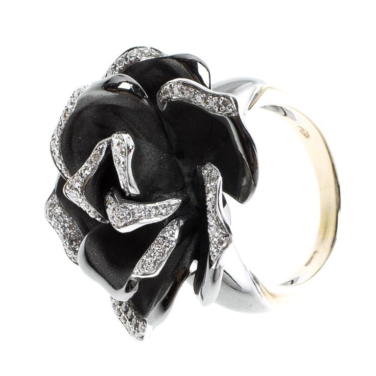 Annamaria Cammilli Diamond&Black Rhodium Plated 18k Gold Cocktail Ring ...