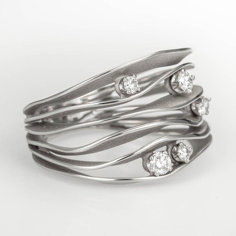 Customizable Annamaria Cammilli "Dune" Ring with Five Diamonds in 18 ...