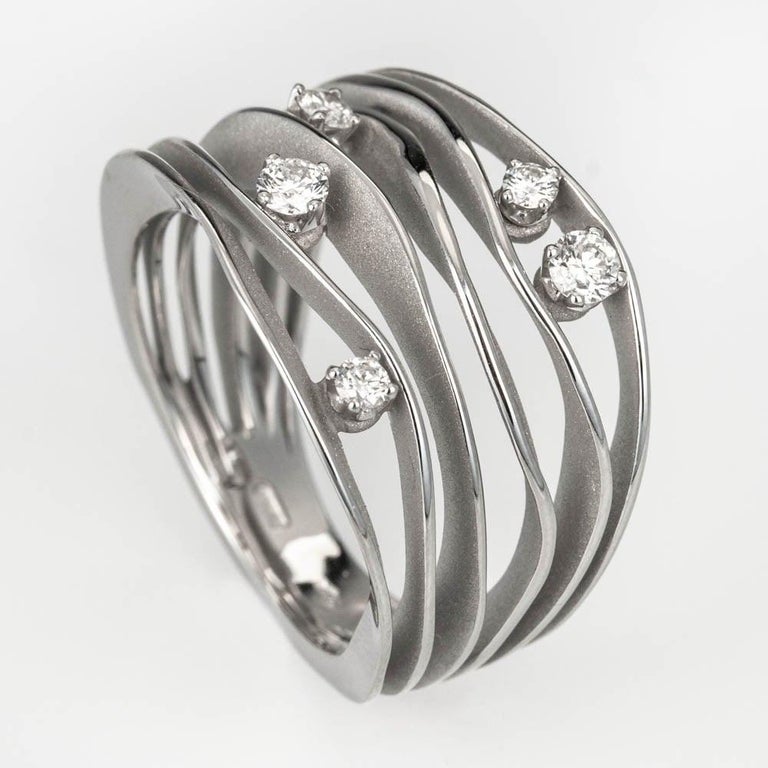 Customizable Annamaria Cammilli "Dune" Ring with Five Diamonds in 18 ...