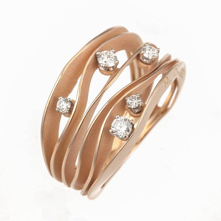 Customizable Annamaria Cammilli "Dune" Ring with Five Diamonds in 18k ...