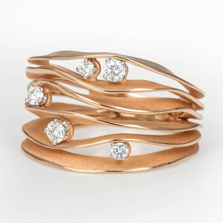 Customizable Annamaria Cammilli "Dune" Ring with Five Diamonds in 18k ...