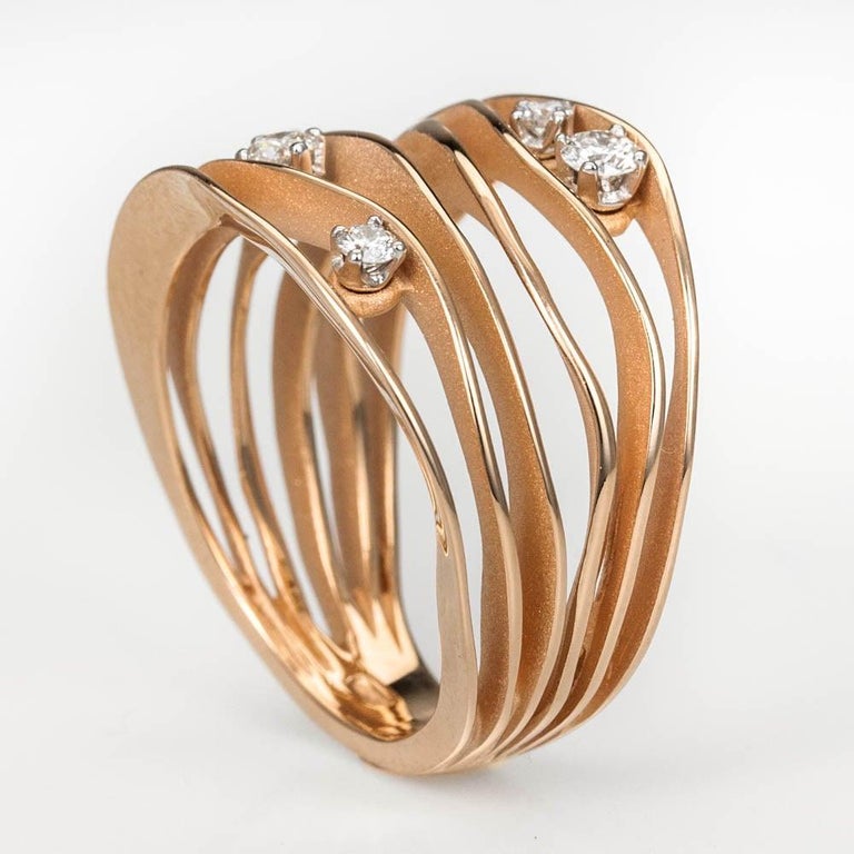 Customizable Annamaria Cammilli "Dune" Ring with Five Diamonds in 18k ...